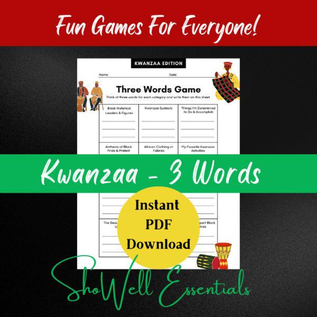 Kwanzaa 3 Words Game | Kwanzaa Word Games | Black Culture Printable ...