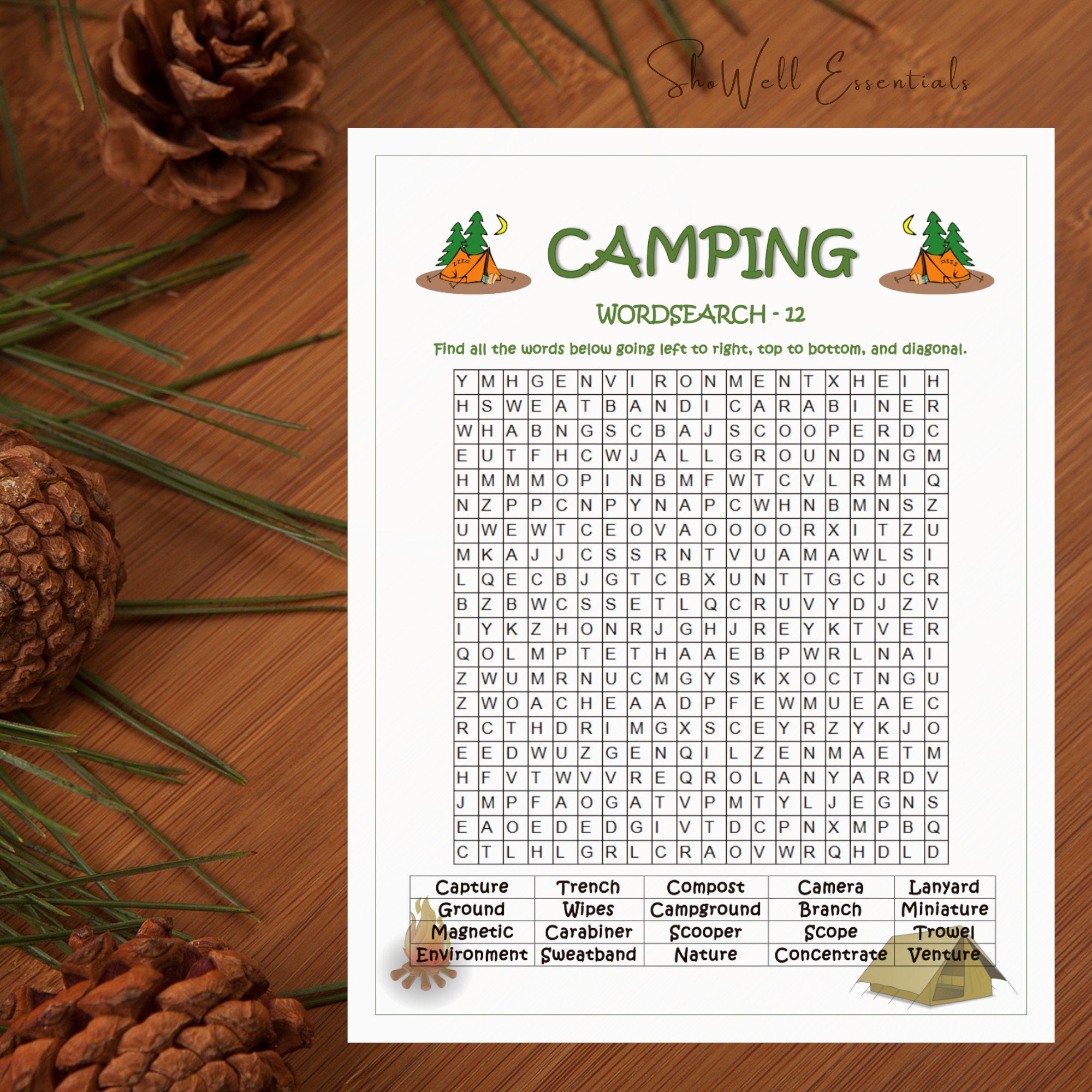 Camping Word Search Bundle Campground Activities for Kids & - Etsy