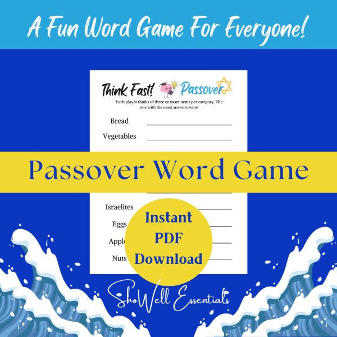 Passover Word Game Think Fast | Hebrew Printable Games | Fun Pesach ...