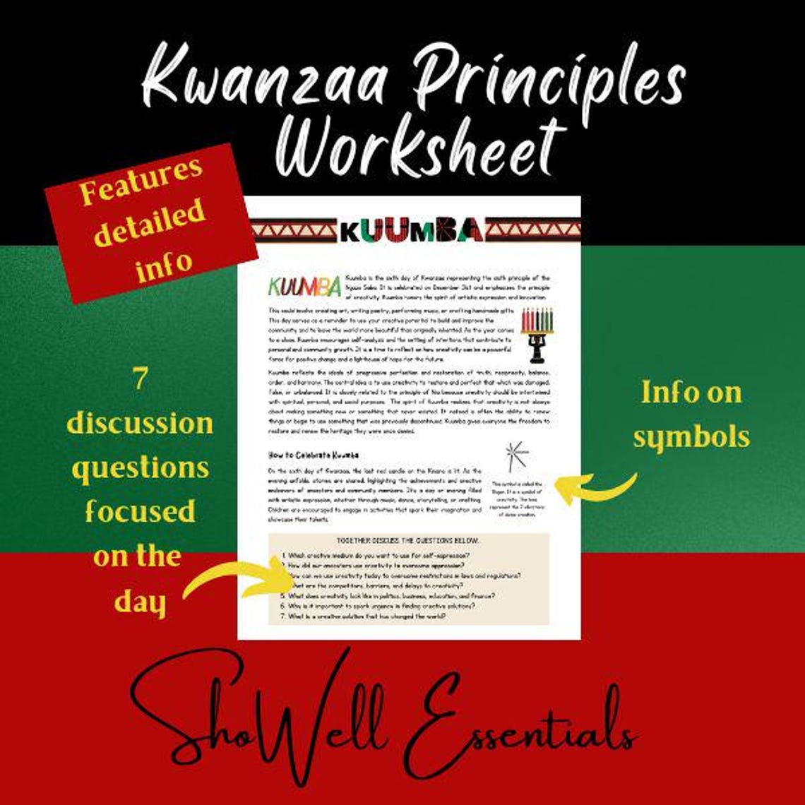 Kuumba Worksheet | Nguzo Saba Overview | Kwanzaa Principles | Placemat ...