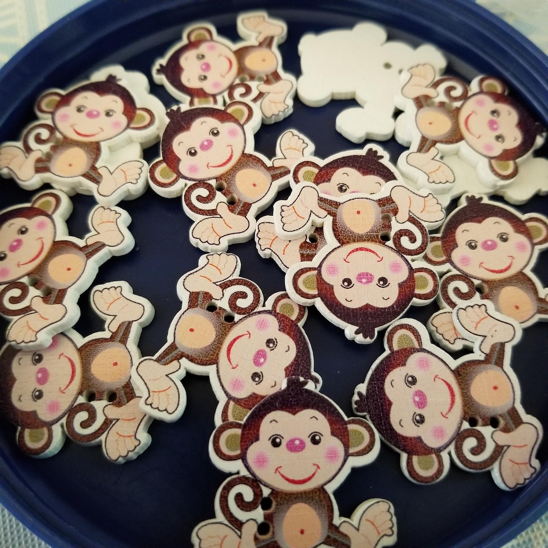 Bag of 5 Baby Monkey Buttons, 1 Bag, Tons of Uses, Flash Sale, Size 2cm ...