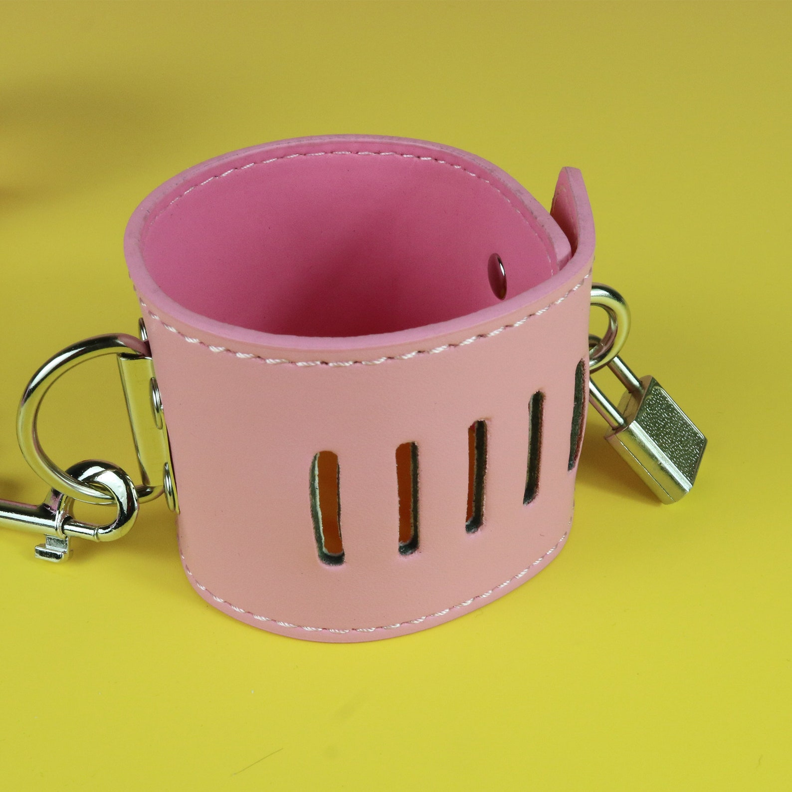 Pink Leather Locking Mittens with Wrist Cuffs Bondage Gear | Etsy