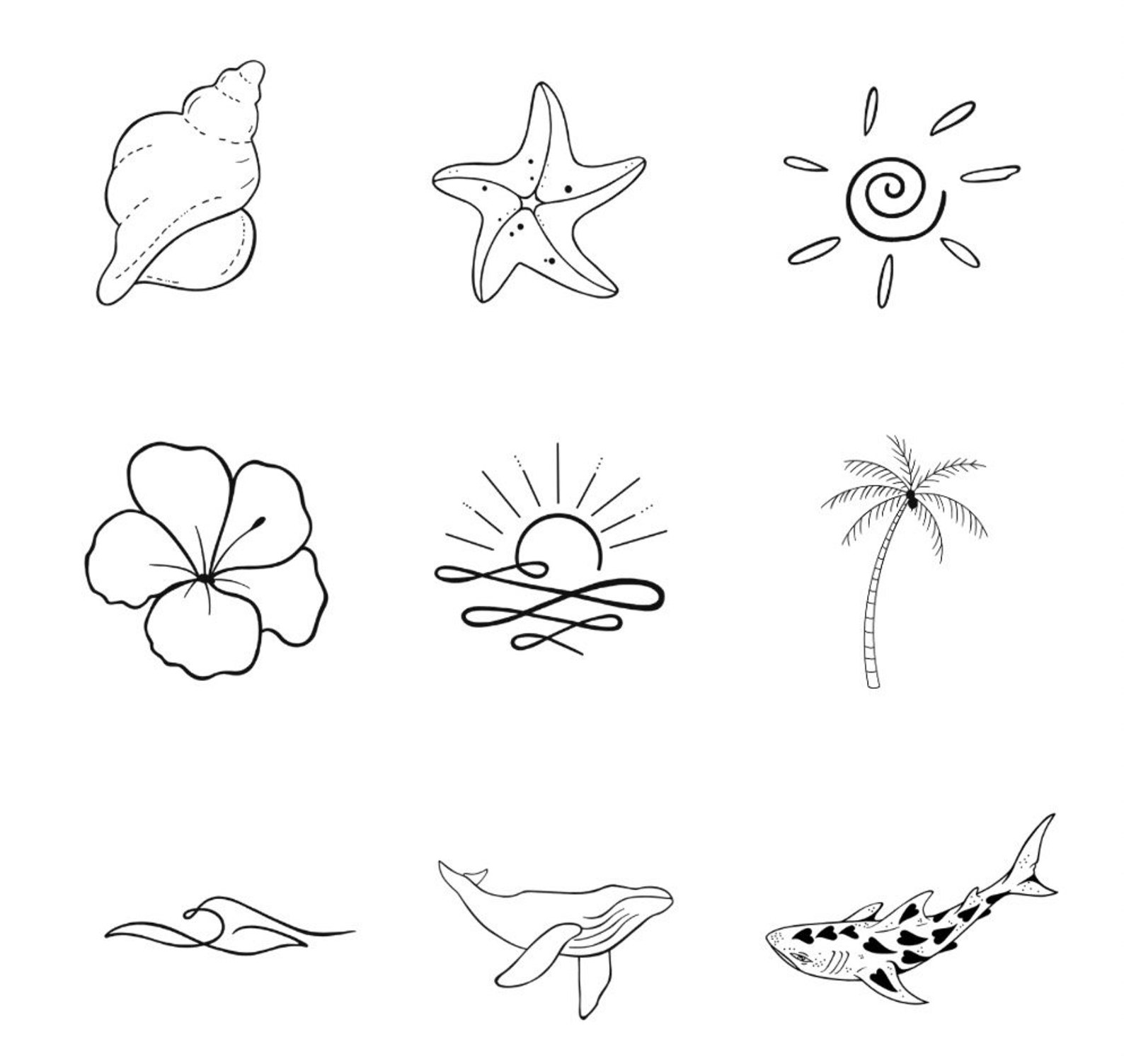 Beach, Ocean, & Coastal Themed Minimalist Temporary Tattoos - Etsy