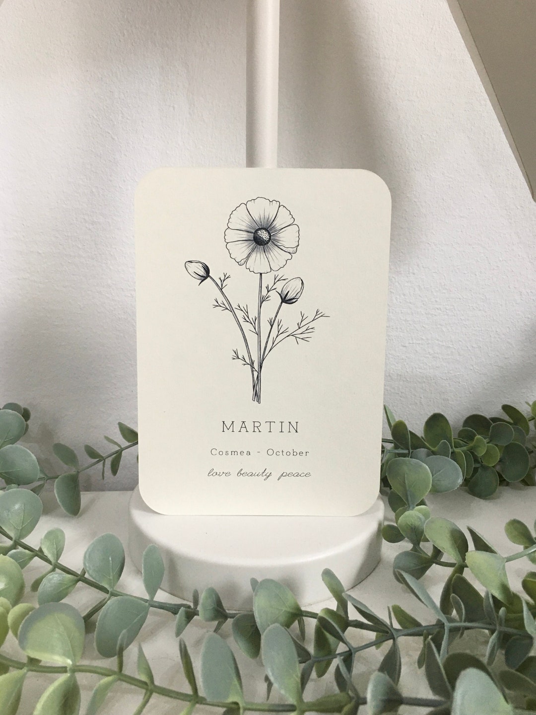 Personalizable Card Minimalist Birth Flower October Love Card Birthday ...