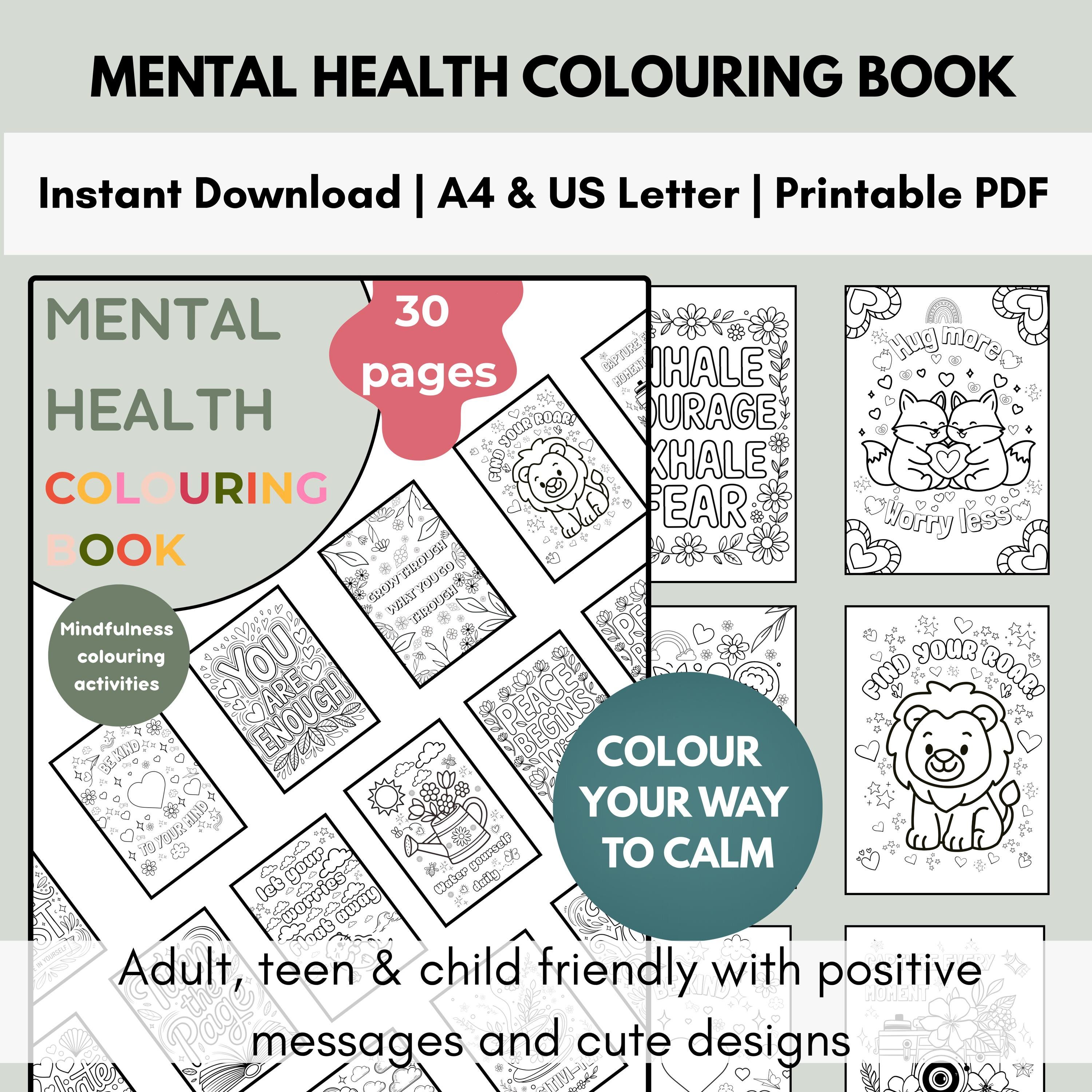 Mindfulness Colouring Pages for Anxiety Relief | 30 Page Self Care Book ...