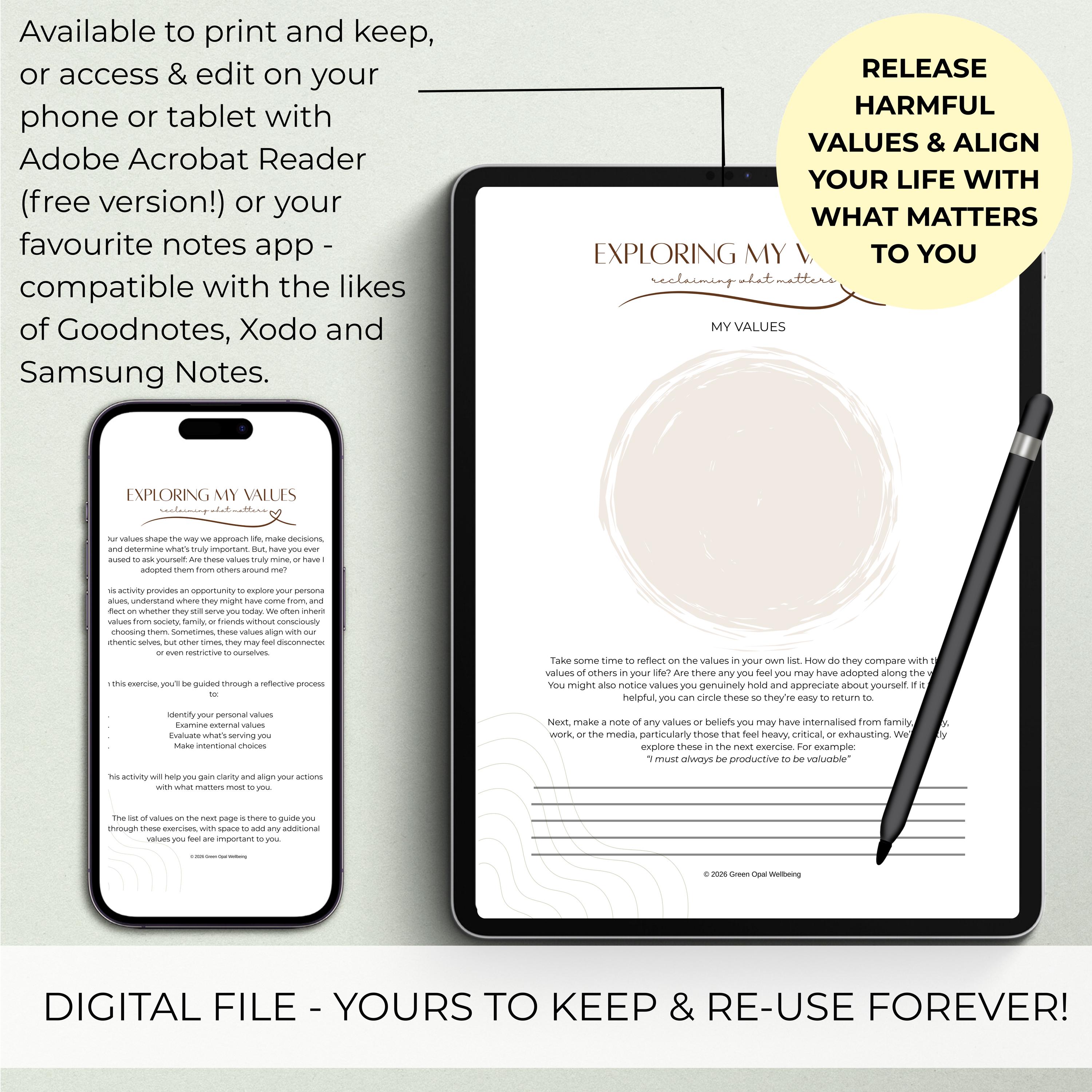 Values Exploration Worksheets, Self Discovery Guided Journal Prompts ...