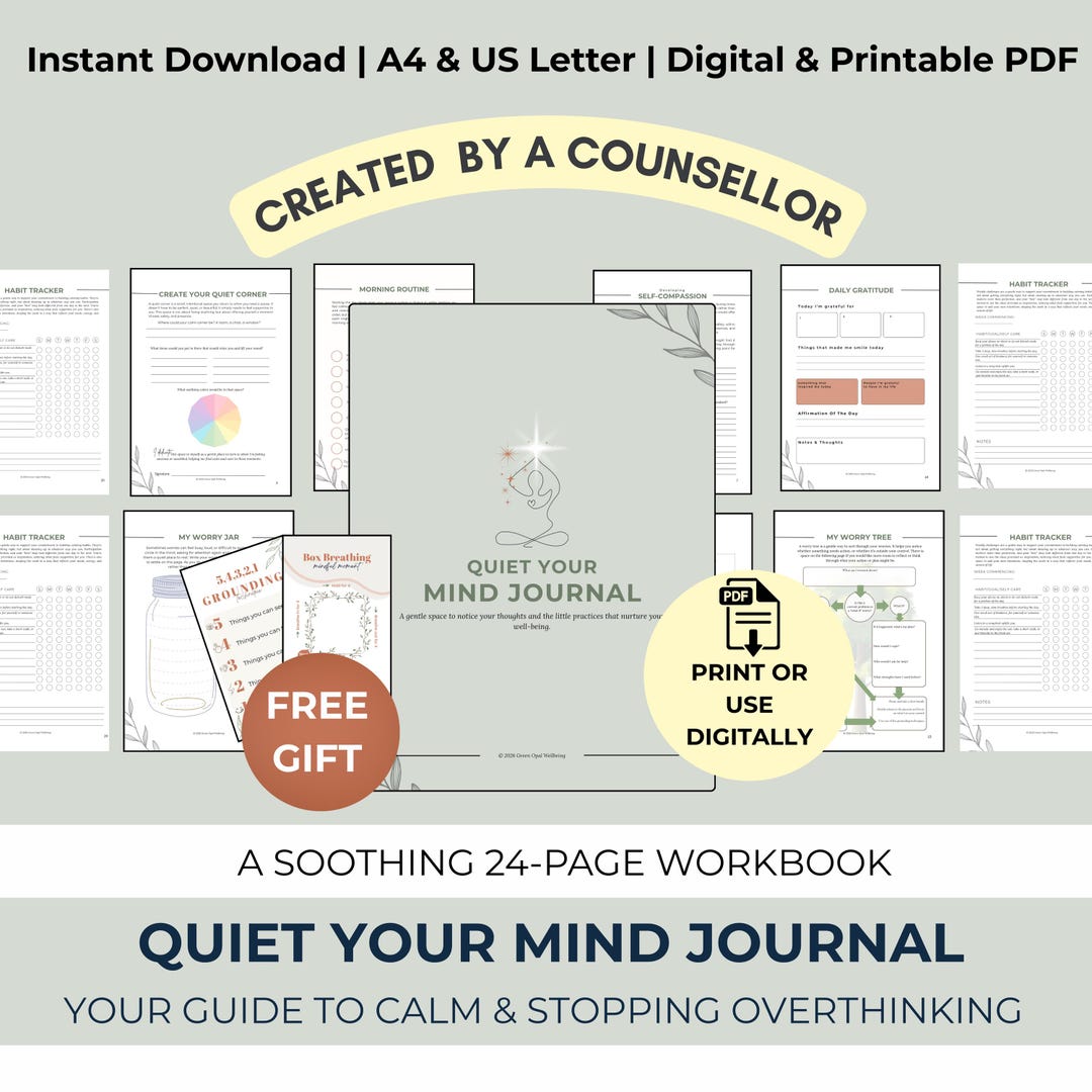 Quiet Your Mind Journal | Printable Anxiety & Stress Relief Worksheets ...