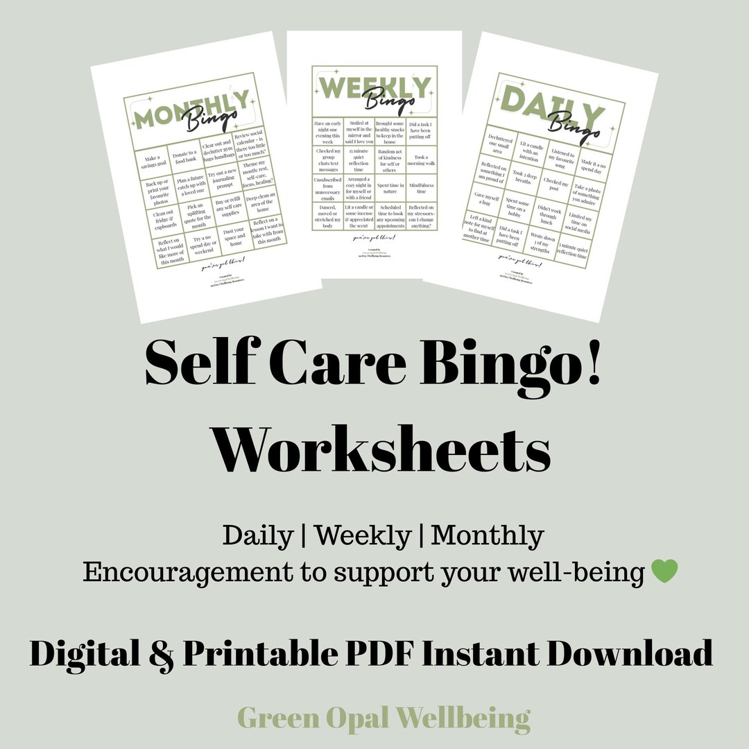 Self Care Bingo Sheets | Digital Printable Instant Download PDF ...