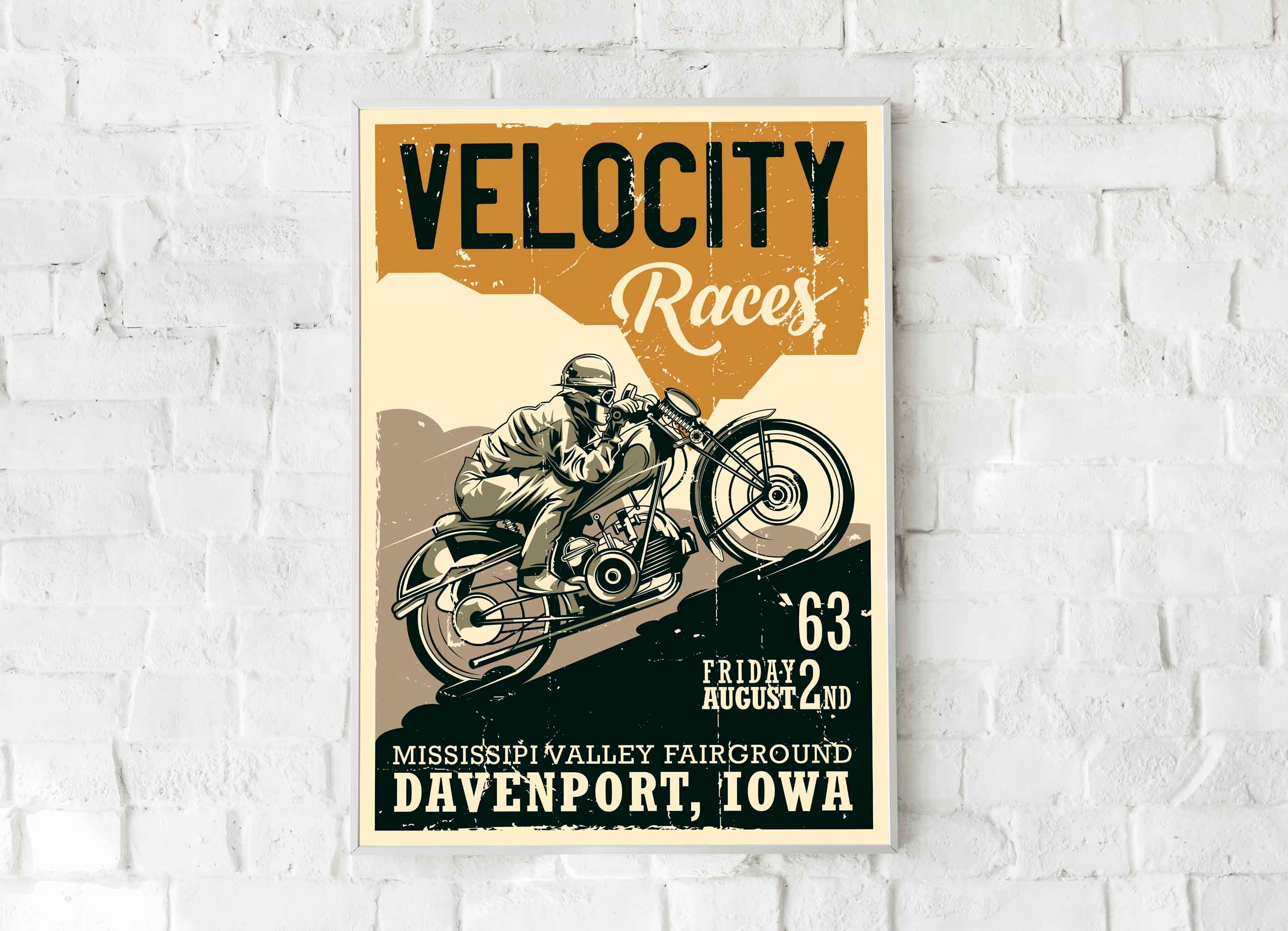 Motorcycle Velocity Races Digital Poster Hand Painted - Illustrator ...
