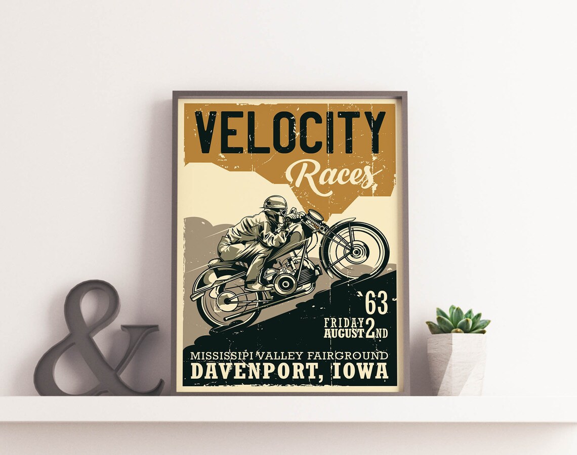 Motorcycle Velocity Races Digital Poster Hand Painted - Etsy