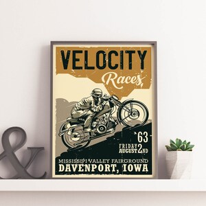 Motorcycle Velocity Races Digital Poster Hand Painted - Illustrator ...