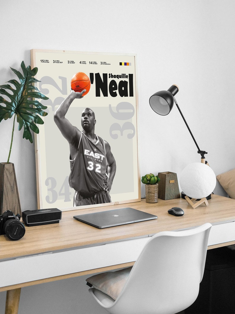 Shaquille O'neal Inspired Poster Art Print Mid-century - Etsy