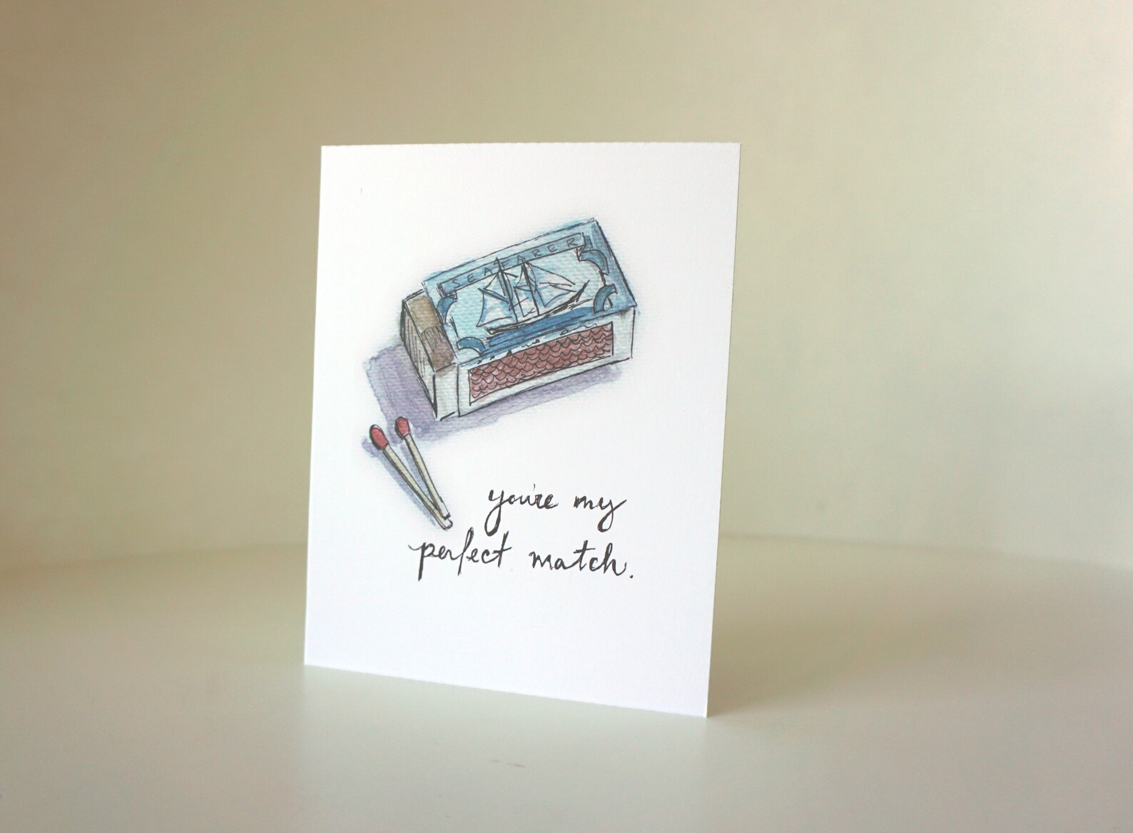 You're My Perfect Match Watercolour Card Print - Etsy