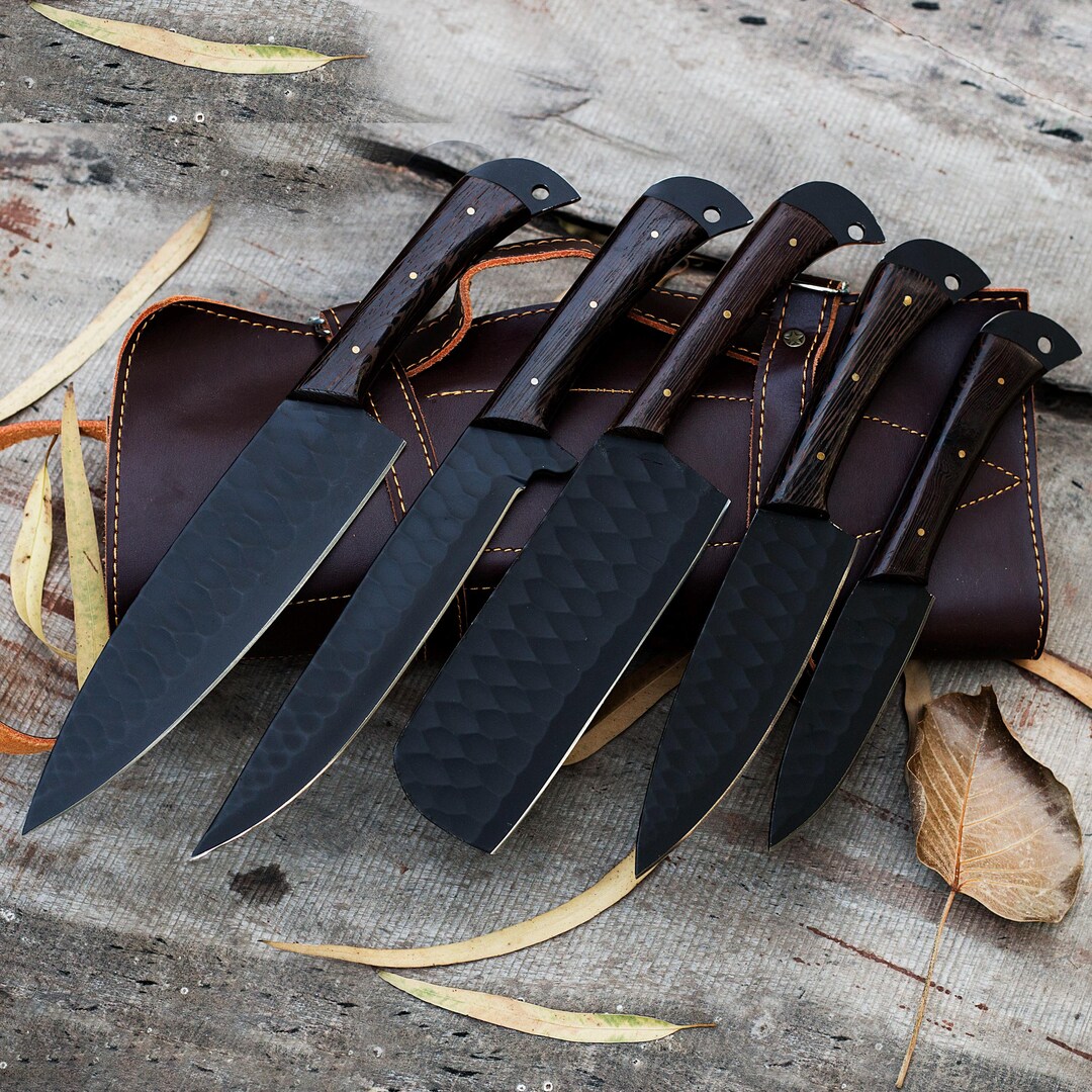 Personalized Chef Knife Set, Handmade Kitchen Knives, Damascus Chef ...