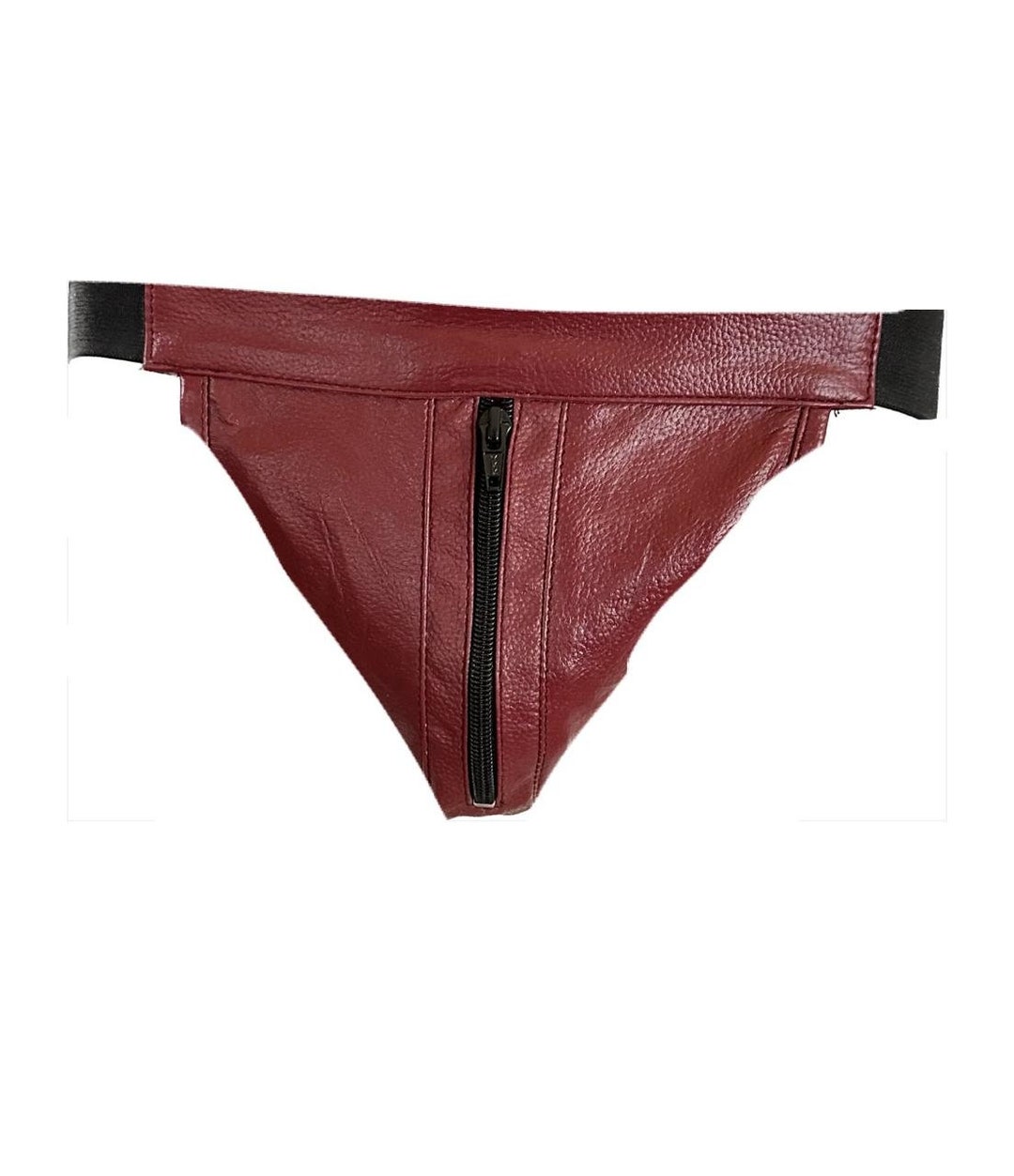 Men's Leather Jockstrap Burgundy Genuine Leather Zipper Jocks 52 - Etsy