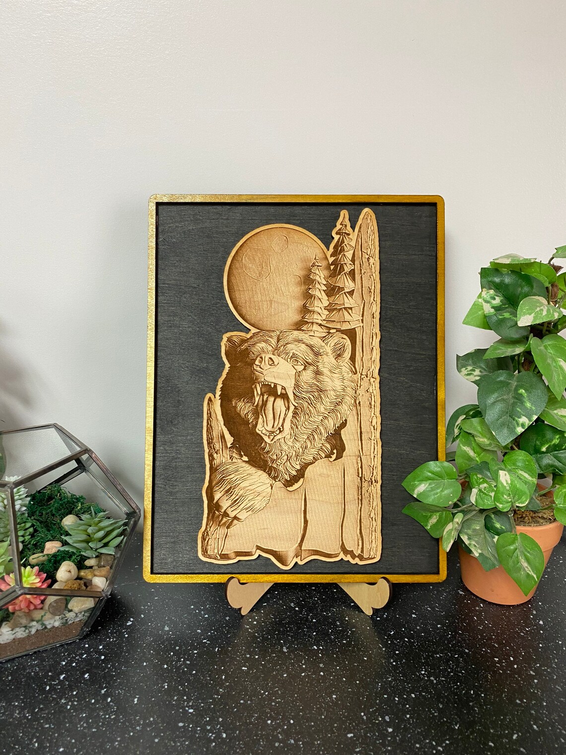 Grizzly Bear Wood Engraved Plaque - Etsy
