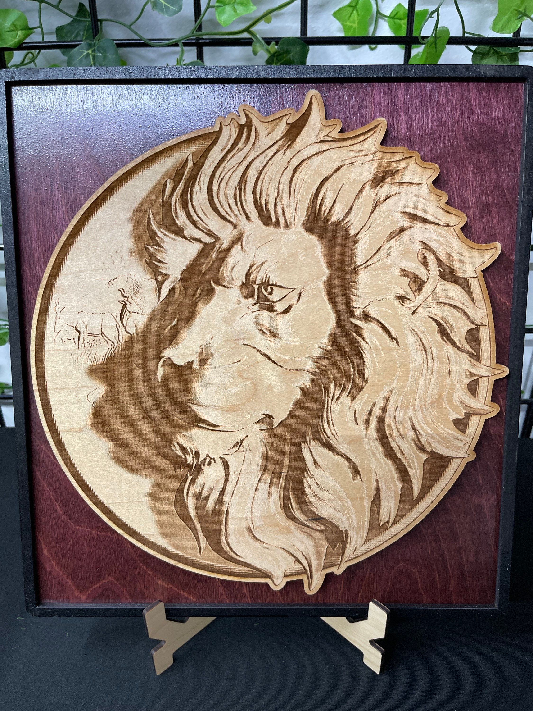 Lions Head Wood Engraved Plaque - Etsy