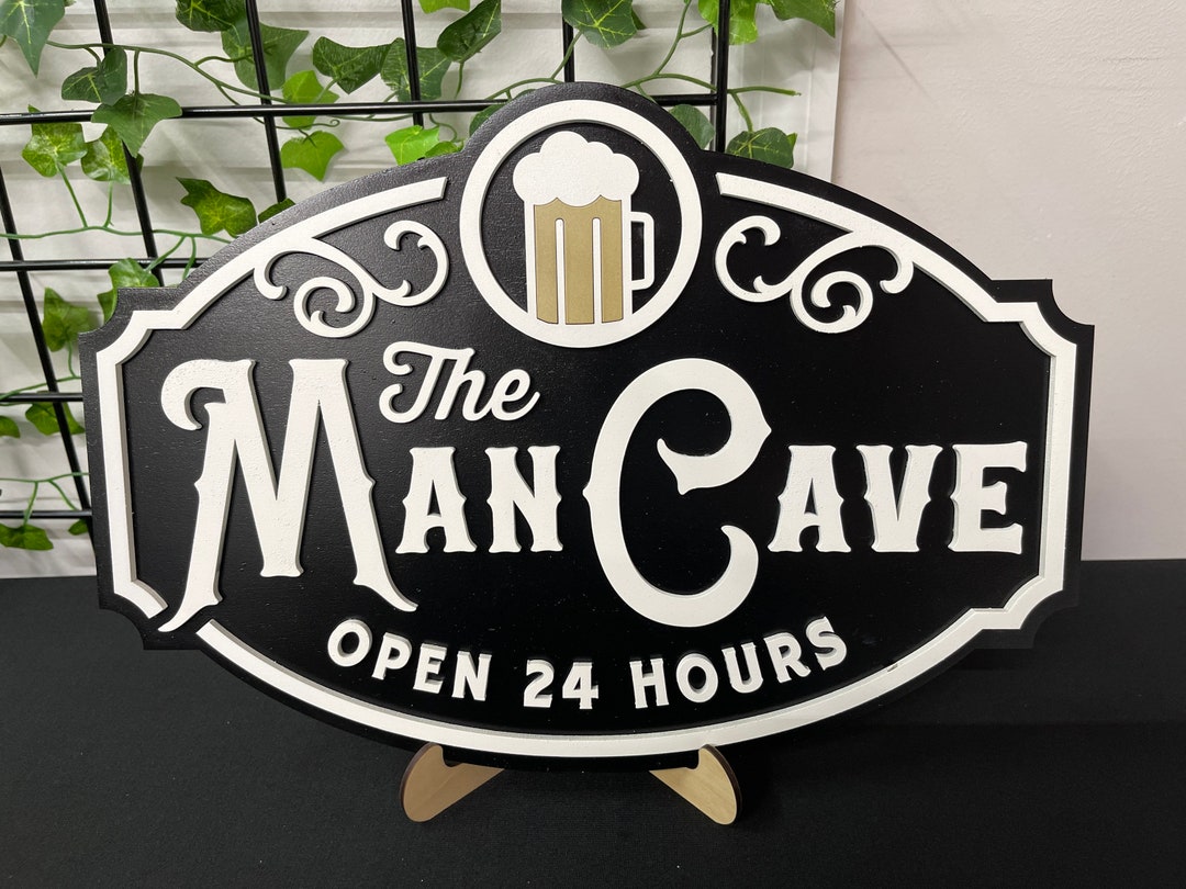 Man Cave 3D Laser Cut Wooden Plaque (black&white) - Etsy