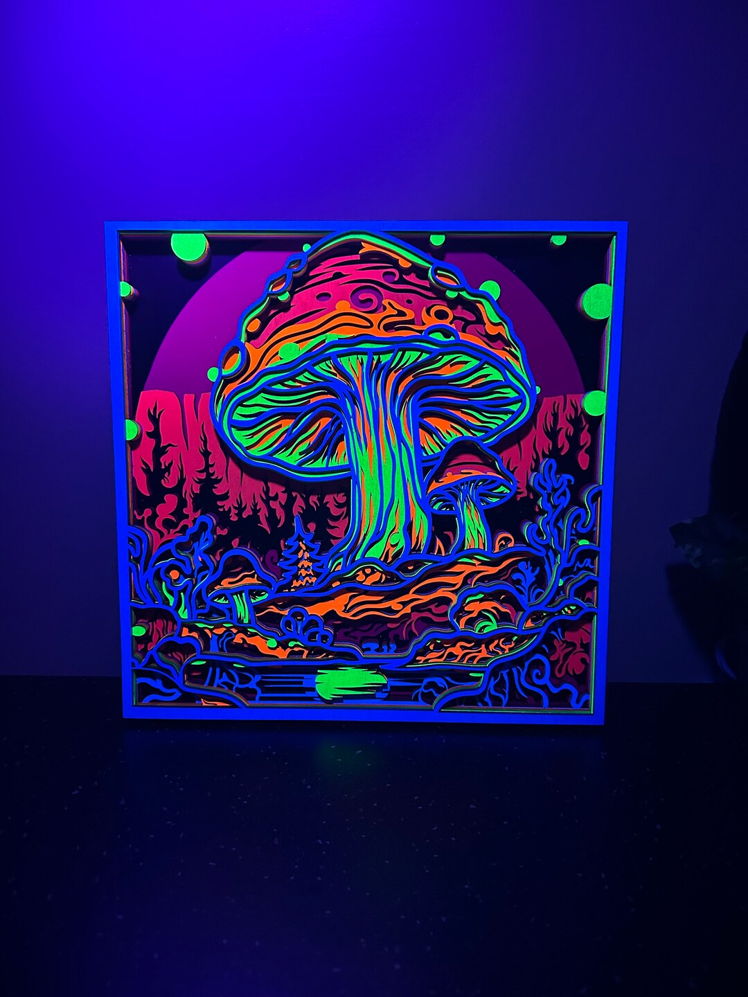3D Mushroom Laser Cut Wall Decor Blacklight - Etsy