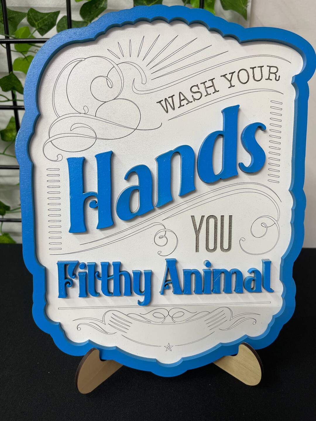 Lávate las manos con el letrero de corte láser 3D de Filthy - Etsy México