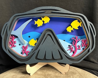 Scuba Diver Mask Layered SVG Laser Cut File, Multilayer Svg, 3d Svg ...