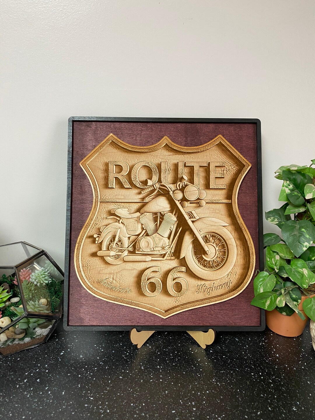 Route 66 Wood Engraved Plaque - Etsy