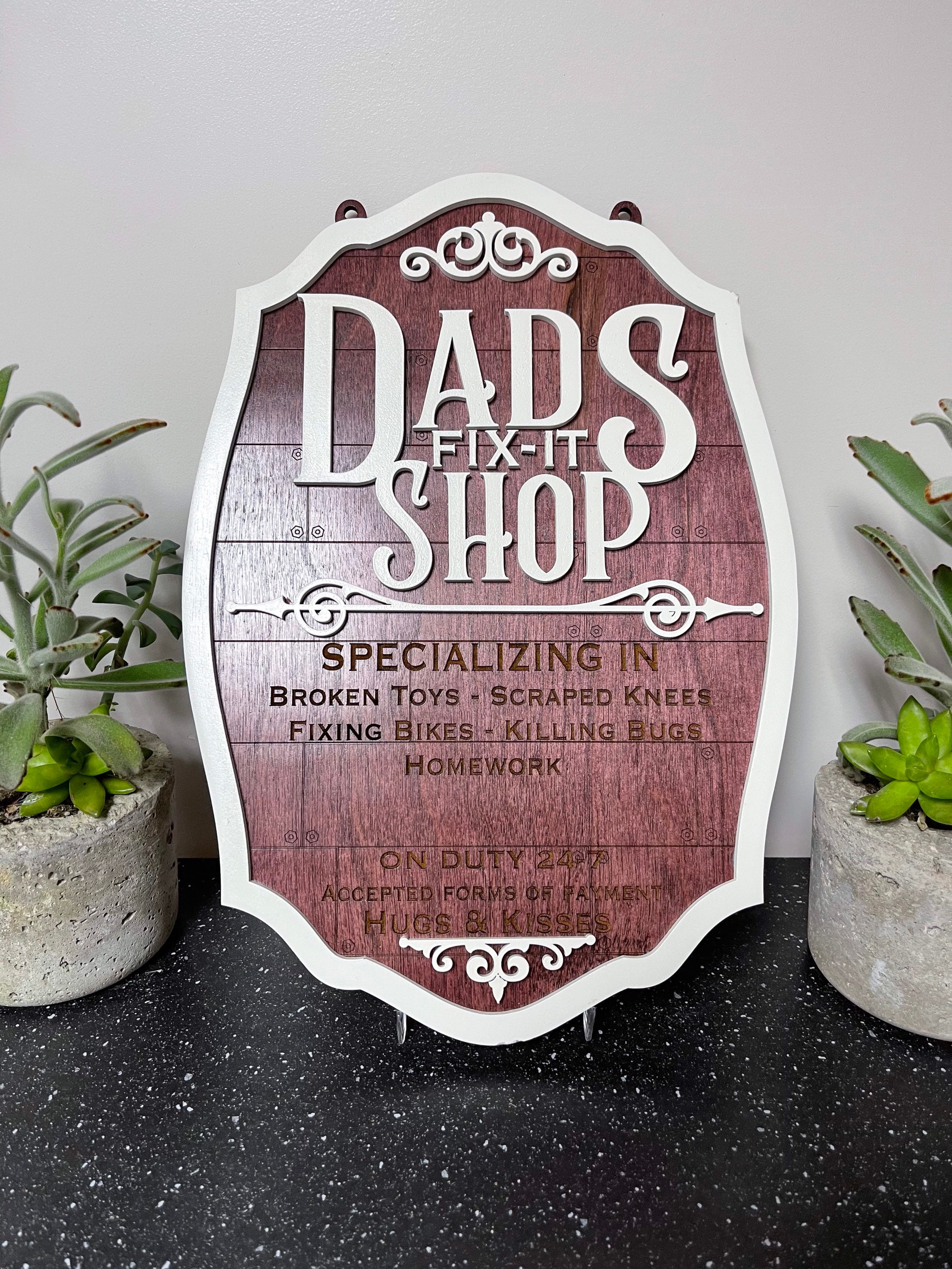 Dad’s Fix It Shop - 3D Laser Cut Sign - Etsy