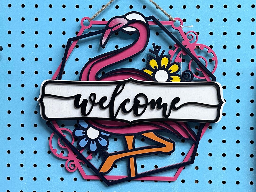 Flamingo 3D Laser Cut Welcome Sign - Etsy