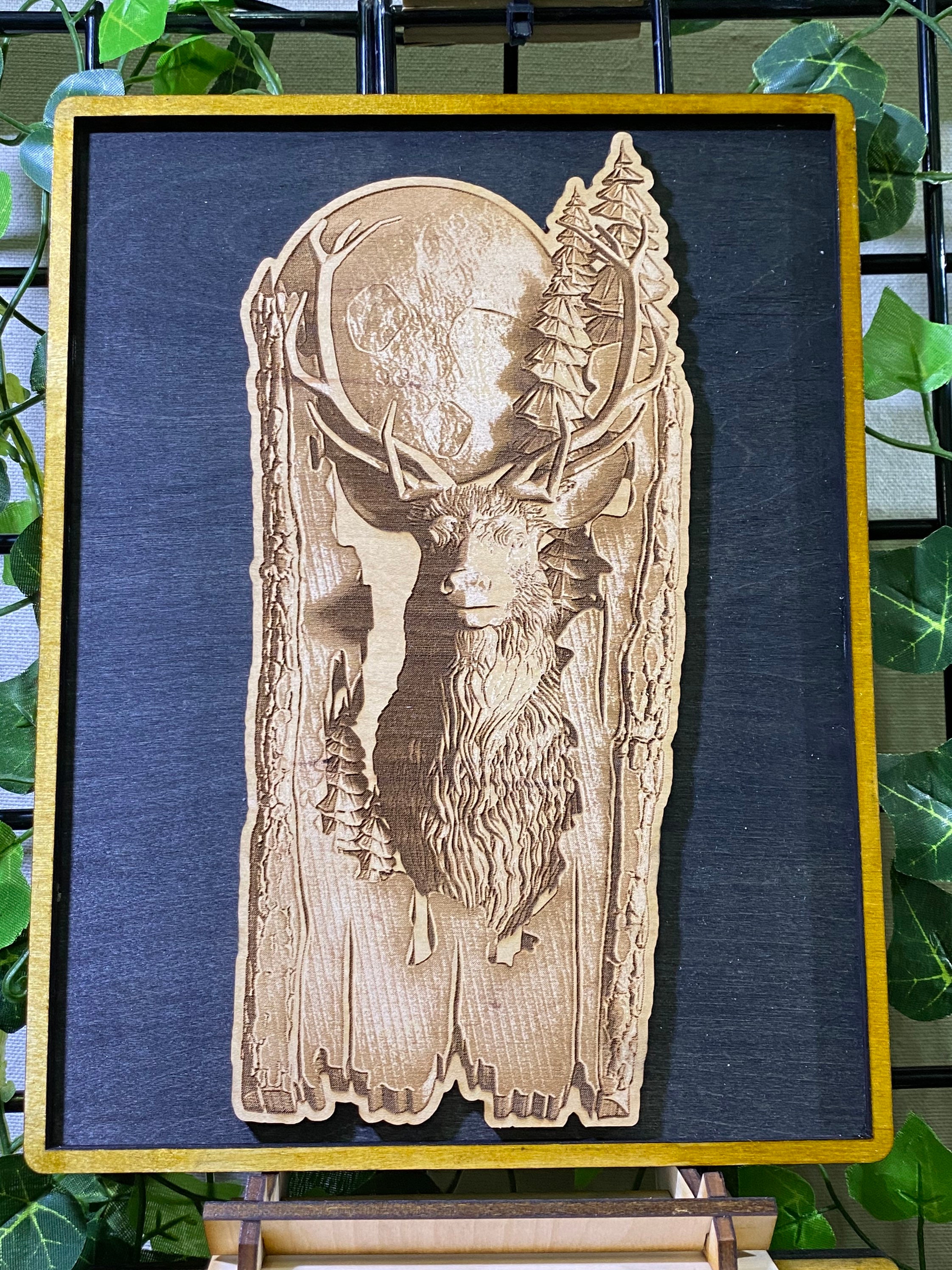 Elk wood engraved plaque | Etsy