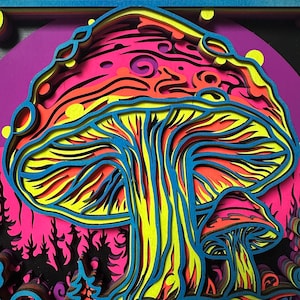3D Mushroom Laser Cut Wall Decor Blacklight - Etsy