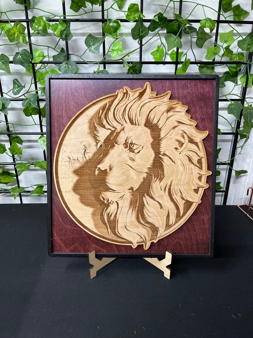 Lions Head Wood Engraved Plaque - Etsy