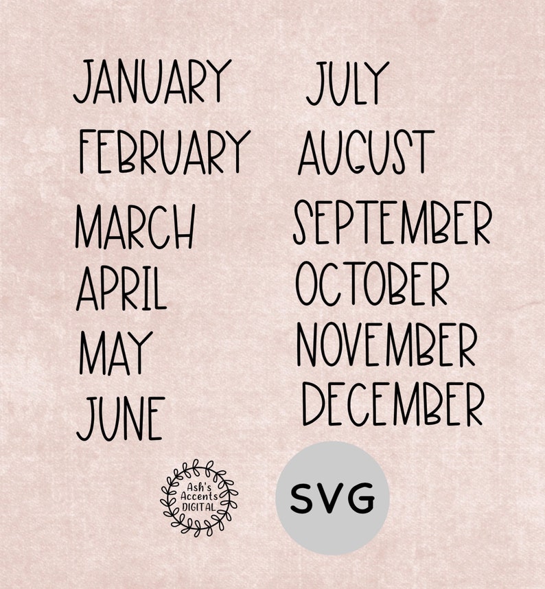 Months Of The Year SVG Planner Vinyl Cut File Calendar Cricut File 
