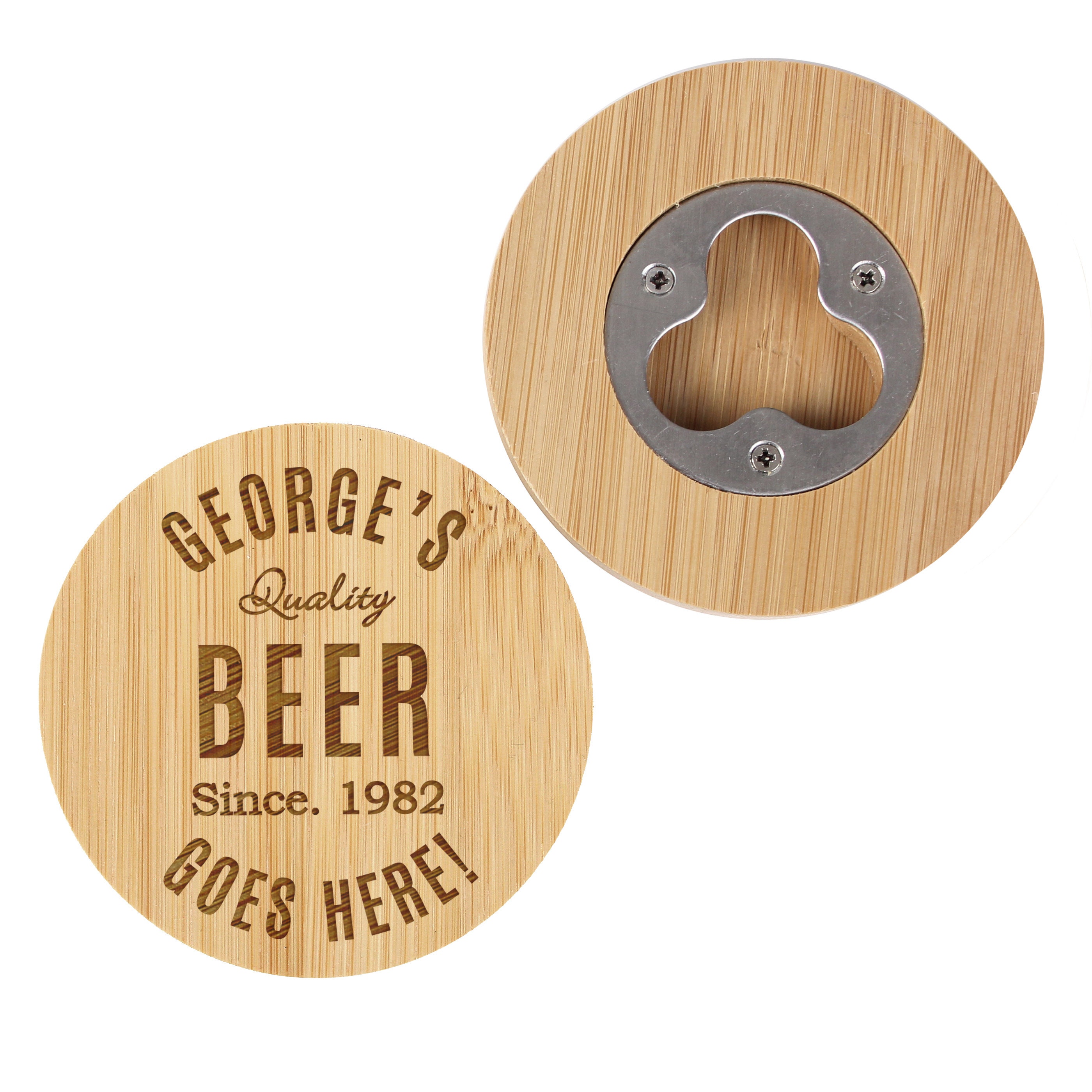 Personalised Bamboo Wooden Bottle Opener Coaster - Etsy