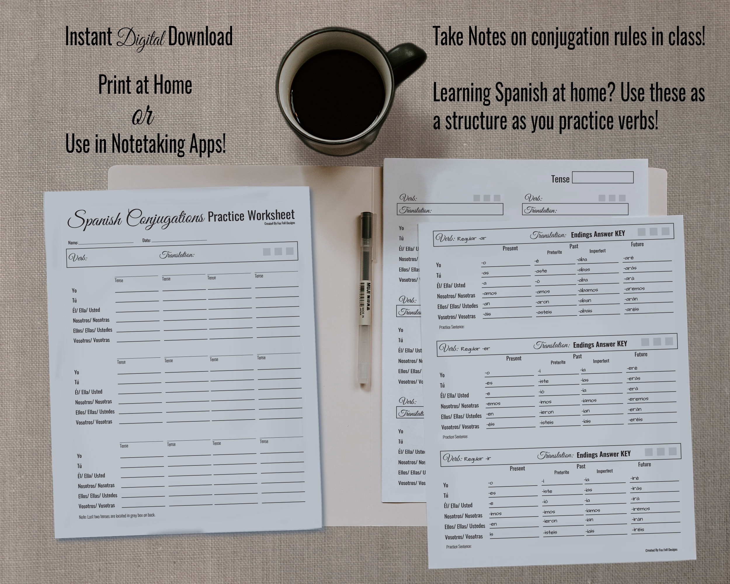 Spanish Verb Tense Practice Worksheets, All Conjunctions- Student Pack ...