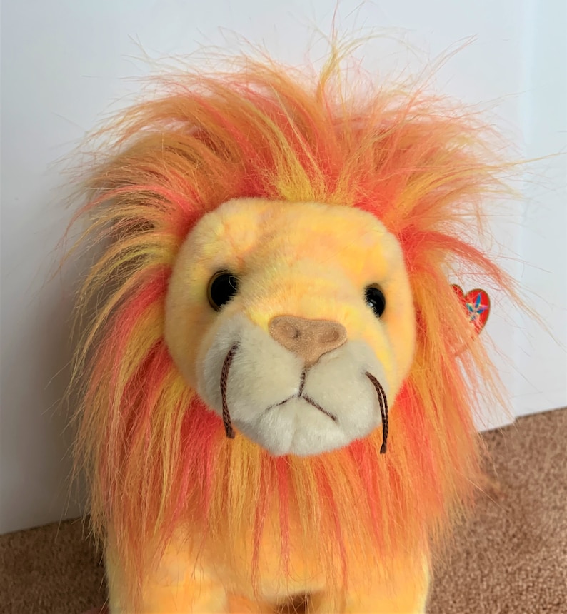 TY Beanie Baby Bushy the Lion 2000 with Hang/Tush Tags Wild Cat Safari ...