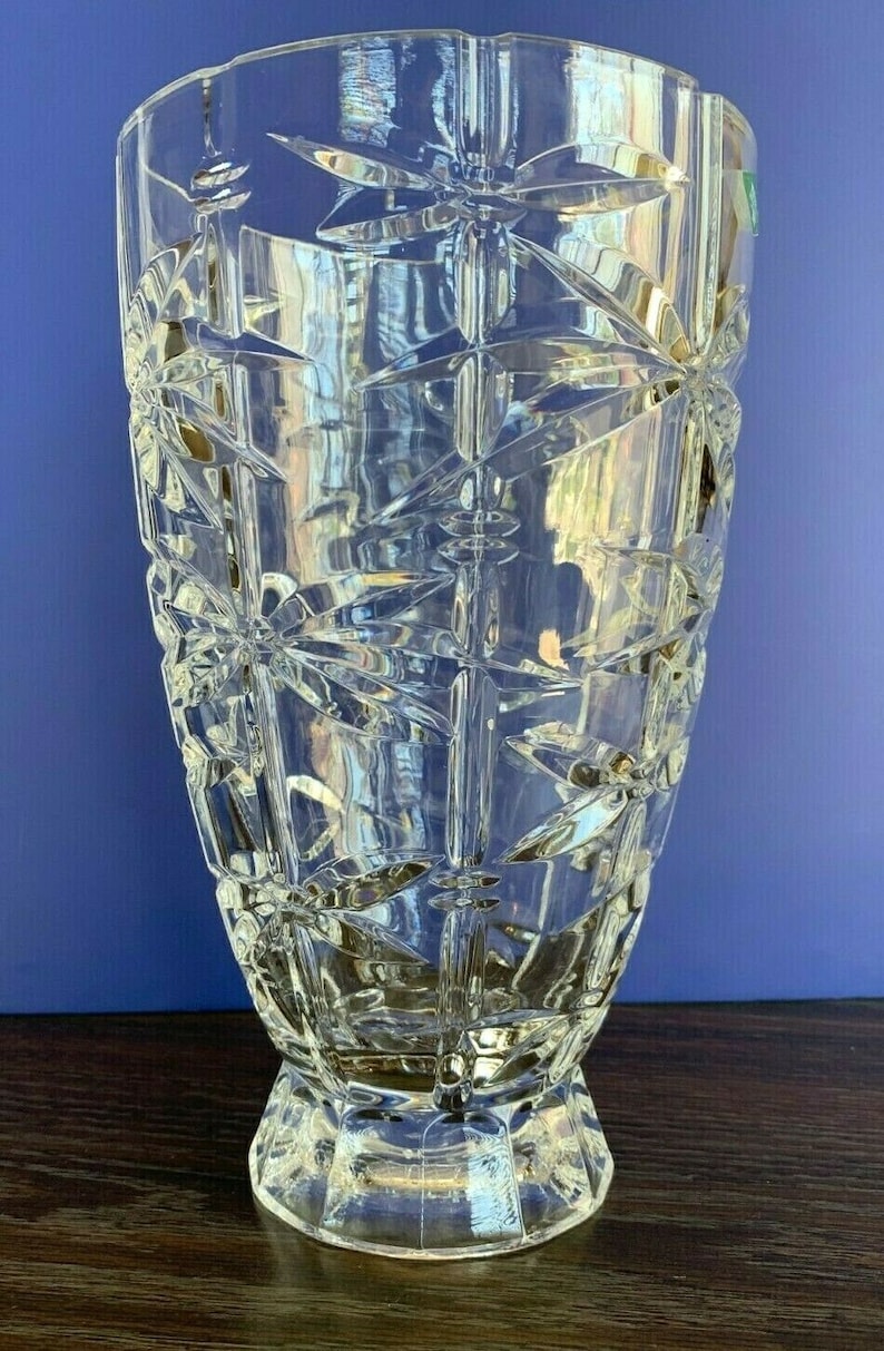 New Shannon Crystal Designs of Ireland 24% Lead Crystal Vase 11 3/4" T ...