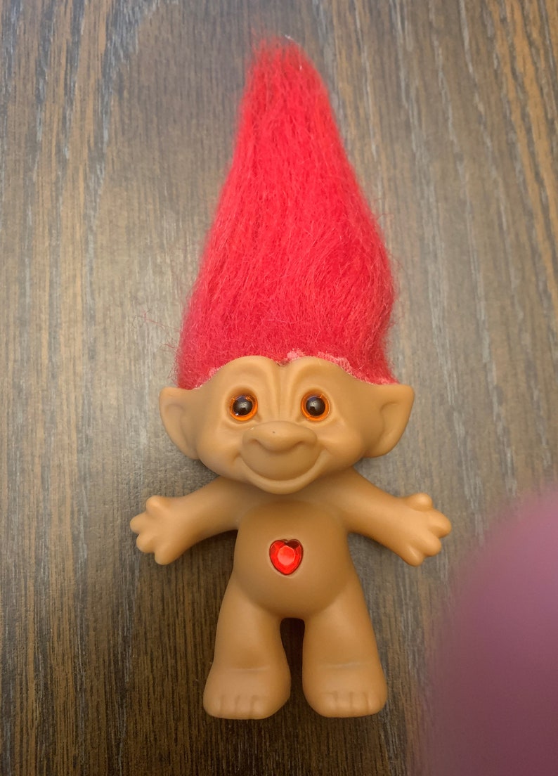 Vtg Ace Novelty 4" and 2.75" Troll Dolls Lot of 4 With Wishstone Gems ...