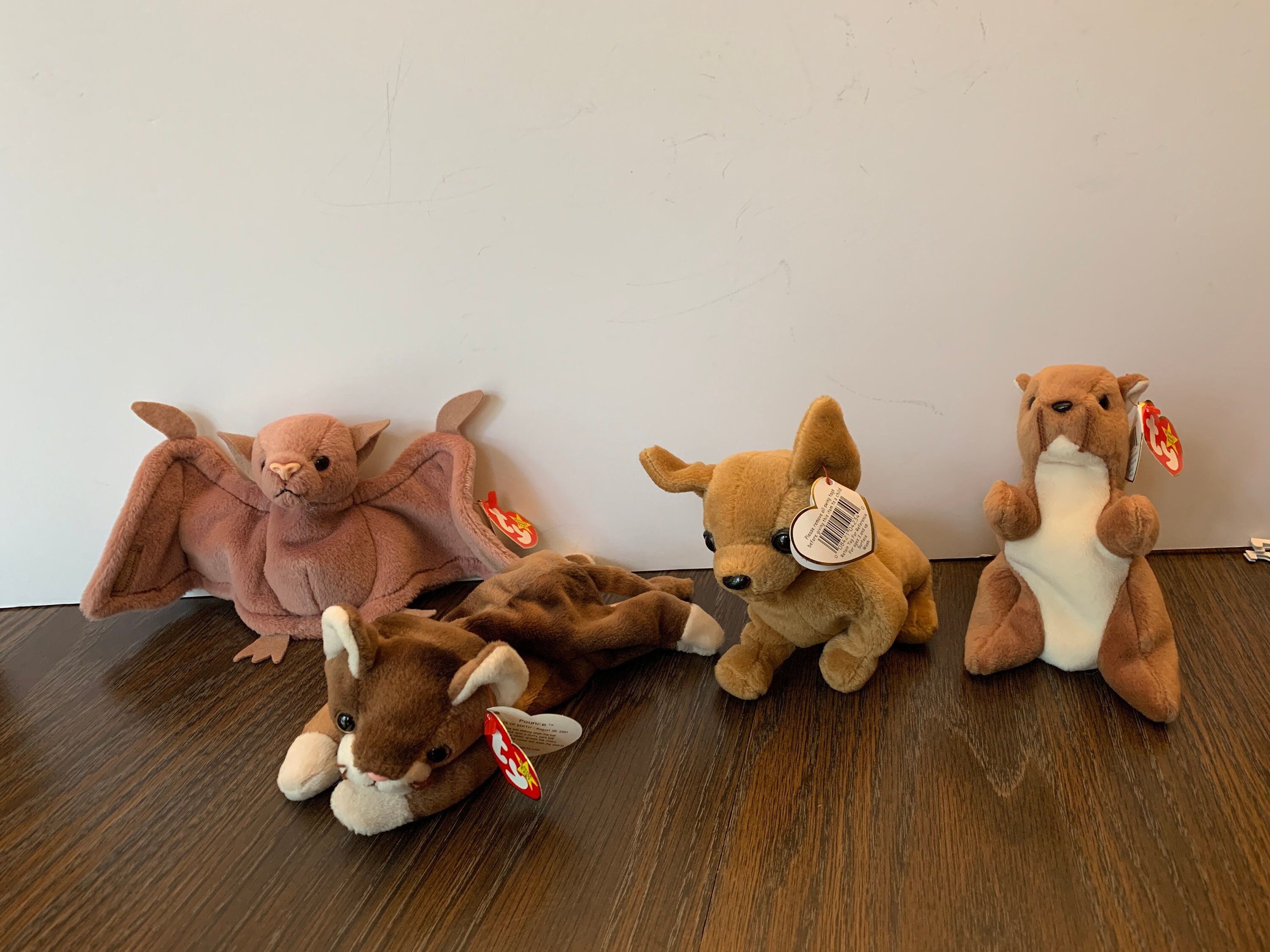 Ty Beanie Babies Batty the Bat Tiny the Dog Pounce the Cat and - Etsy