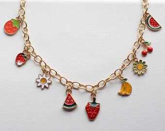 Fruit Charm Necklace - Etsy