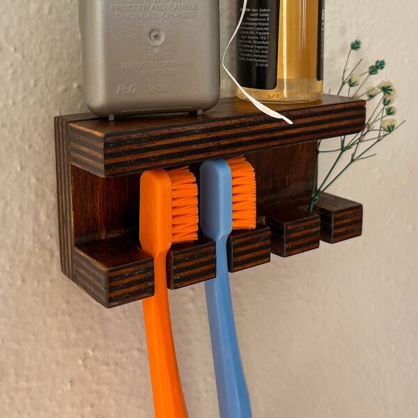 Wood Wall Mounted Toothbrush Holder - Etsy