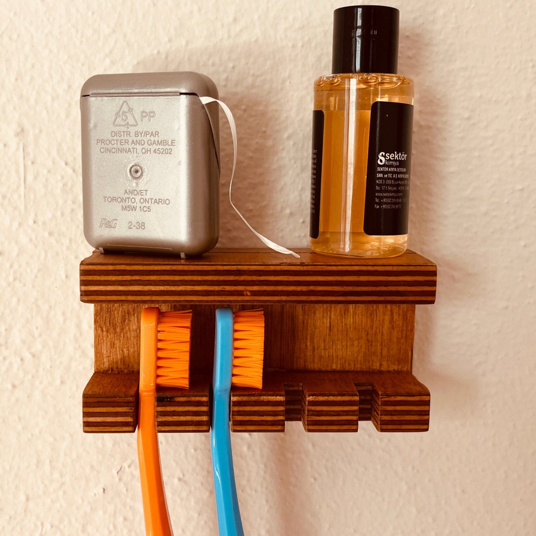 Wood TOOTHBRUSH HOLDER of 4, Wall MOUNTED Toothbrush Holder, Wooden ...