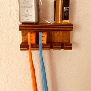 Wood TOOTHBRUSH HOLDER of 4, Wall MOUNTED Toothbrush Holder, Wooden ...