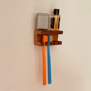 Wood TOOTHBRUSH HOLDER of 4, Wall MOUNTED Toothbrush Holder, Wooden ...