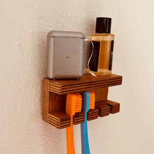 Wood TOOTHBRUSH HOLDER of 4, Wall MOUNTED Toothbrush Holder, Wooden ...