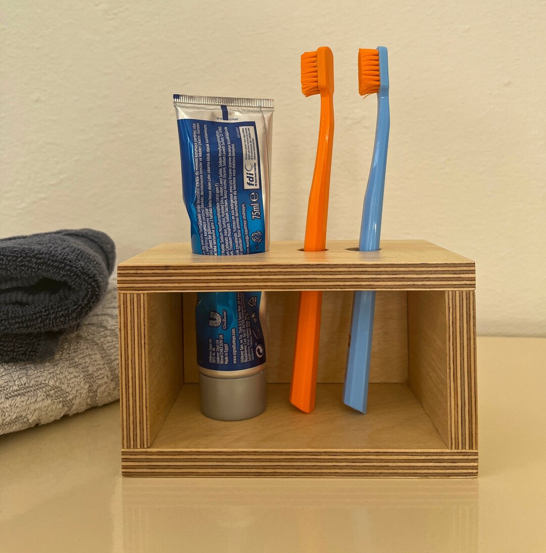 Wood Toothbrush Toothpaste Holder Minimalist Handmade - Etsy