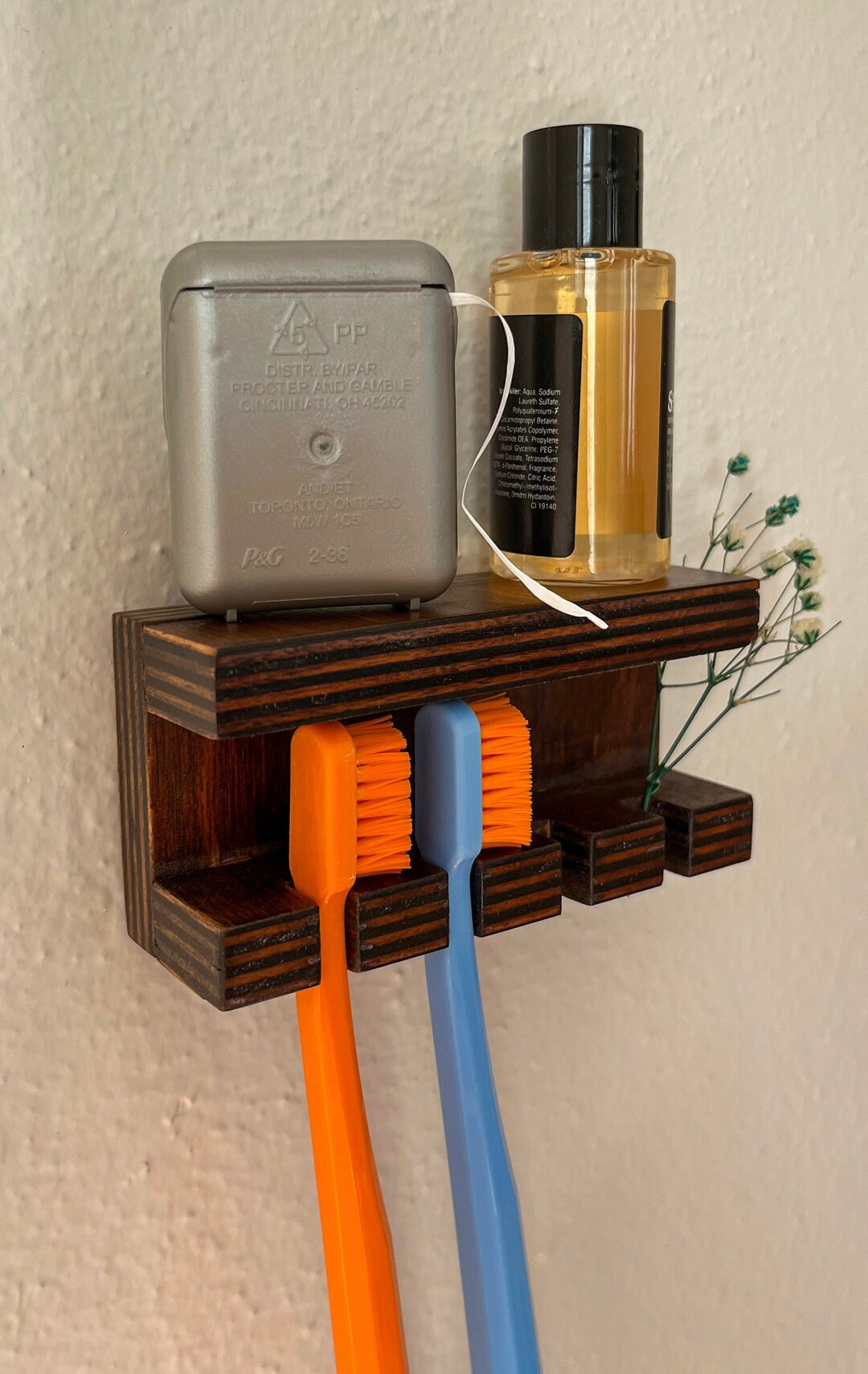 Wood TOOTHBRUSH HOLDER of 4, Wall MOUNTED Toothbrush Holder, Wooden ...