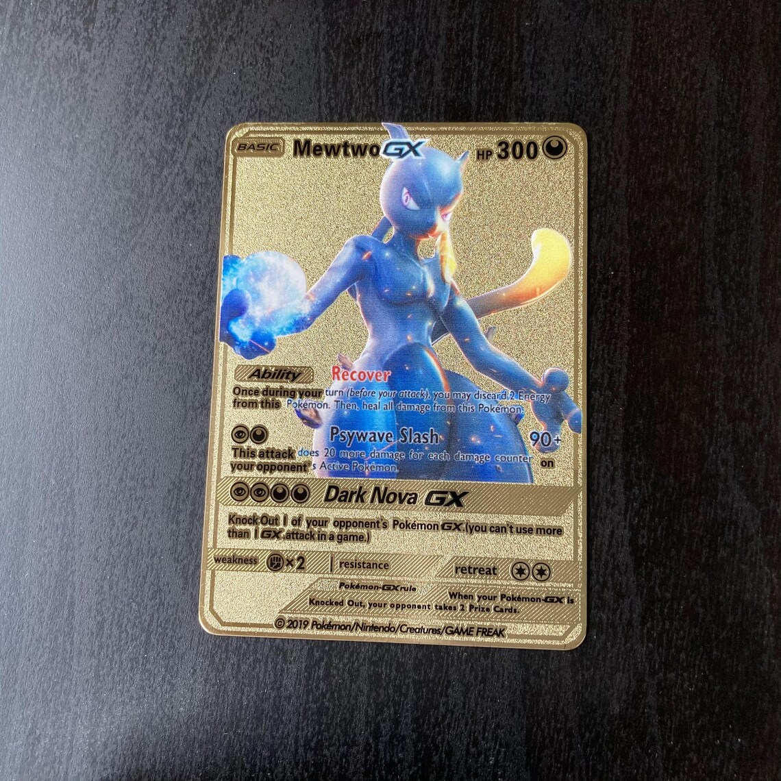 Shadow Mewtwo GX Rare Custom Gold Metal Pokemon Card | Etsy