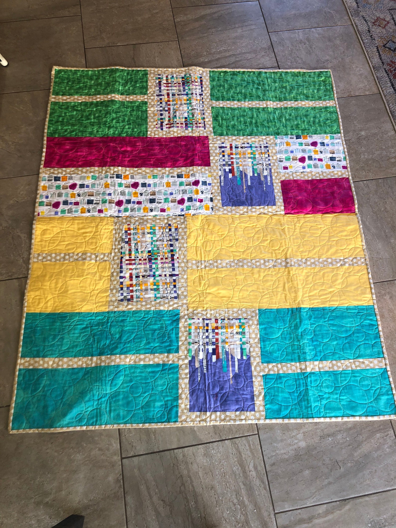 Colorful Quilted Lap Throw - Etsy