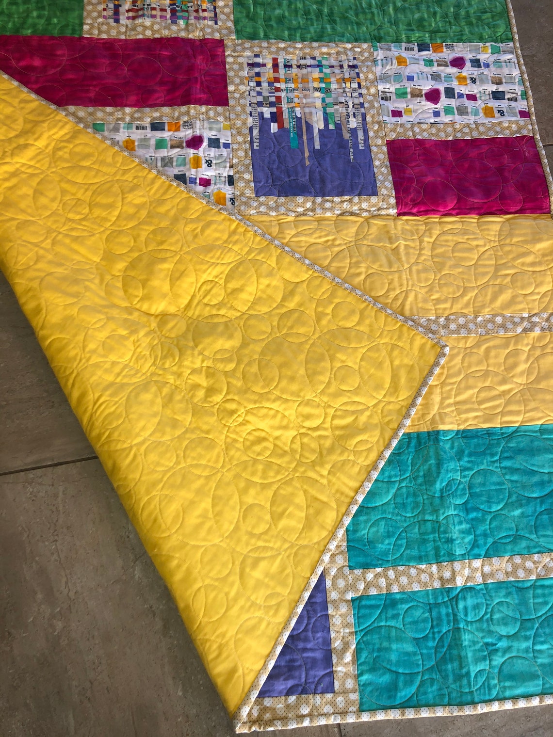Colorful Quilted Lap Throw - Etsy