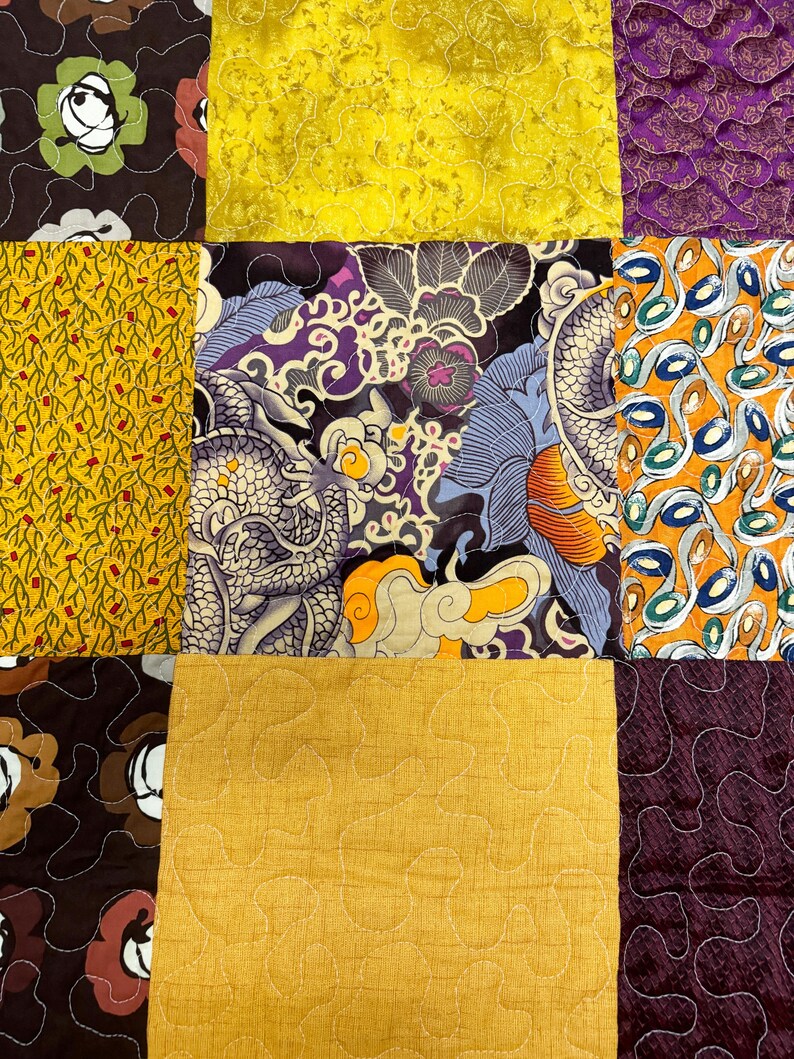 Vibrant Purple and Gold Handmade Queen Quilt - Etsy